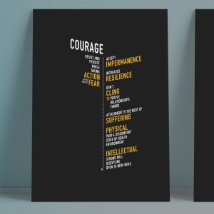 Courage Stoic Virtue Art Print Poster - Black - Cult Potato
