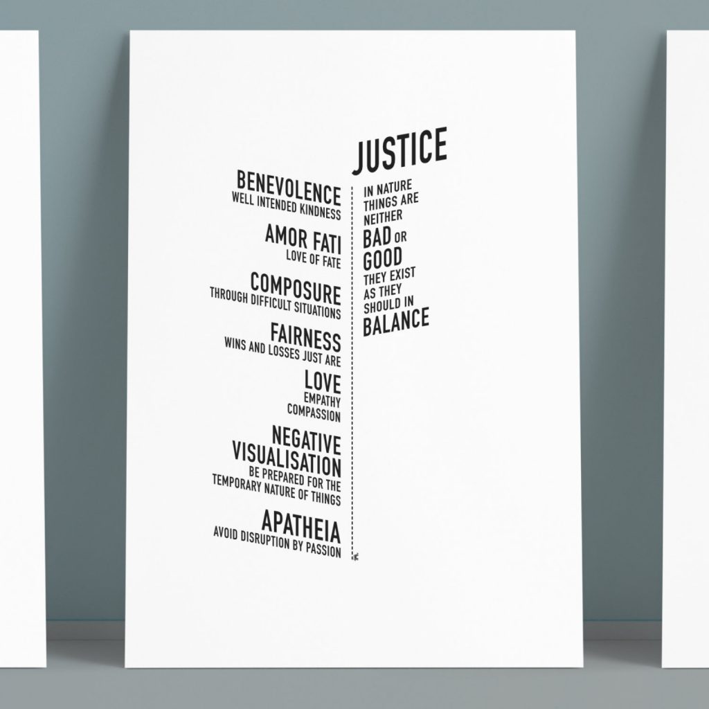 Stoic Virtues White 4 Poster Set - Cult Potato
