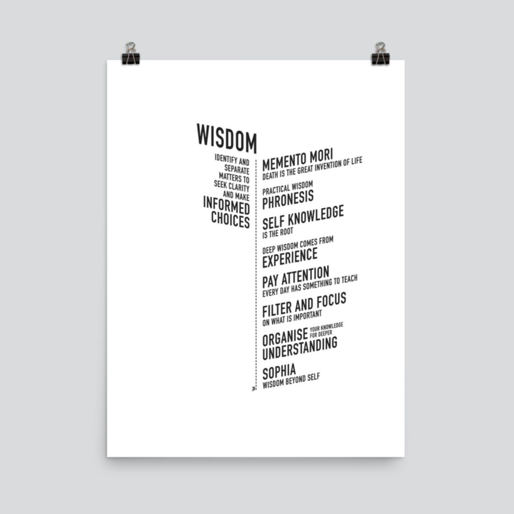 Wisdom Stoic Virtue Art Print Poster - White - Cult Potato