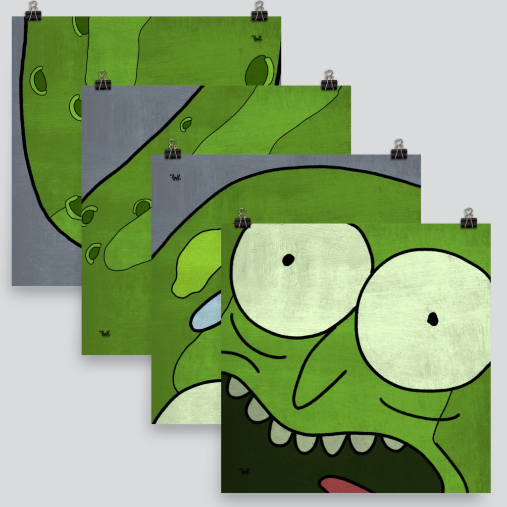 Pickle Rick Cult Icon 4 Poster Art Print Set - Cult Potato