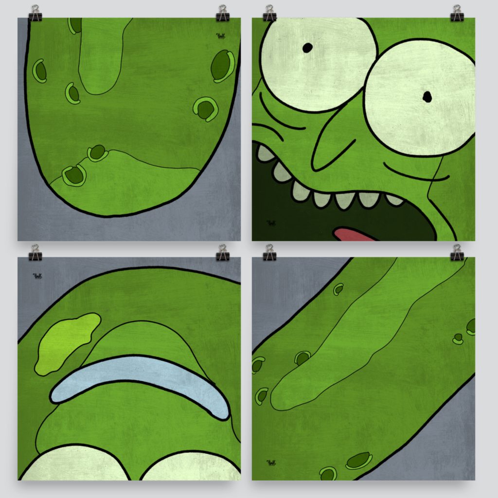 Pickle Rick Cult Icon 4 Poster Art Print Set - Cult Potato